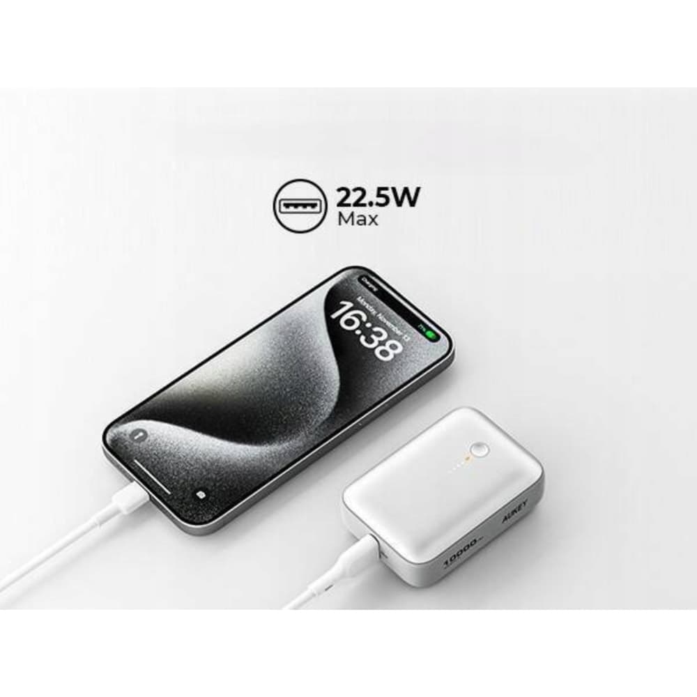 Buy Aukey Spark Mini Compact Fast Charging Power Bank 10000mAh White ...